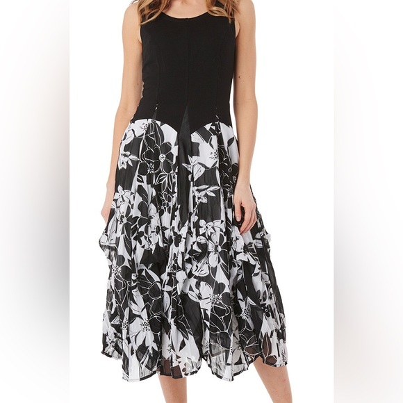 Vasana | Dresses | Vasna Adjustable Cotton Chic Black And White Floral ...